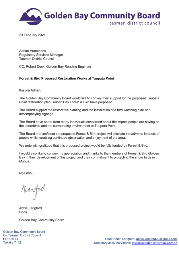 Agenda of Golden Bay Community Board - 9 00 2021