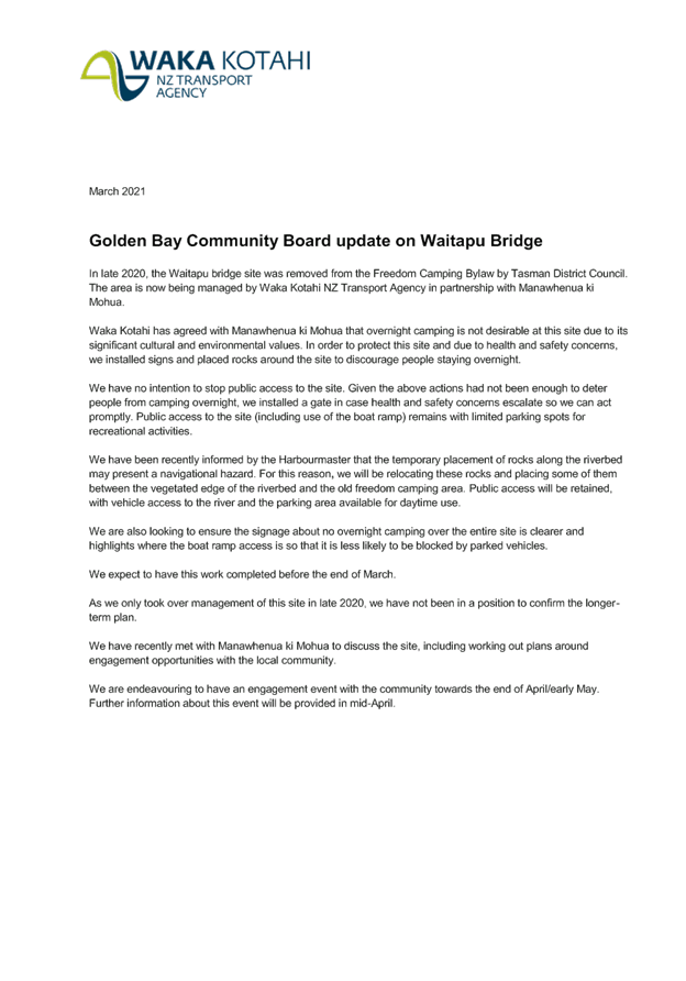 Agenda of Golden Bay Community Board - 13 00 2021