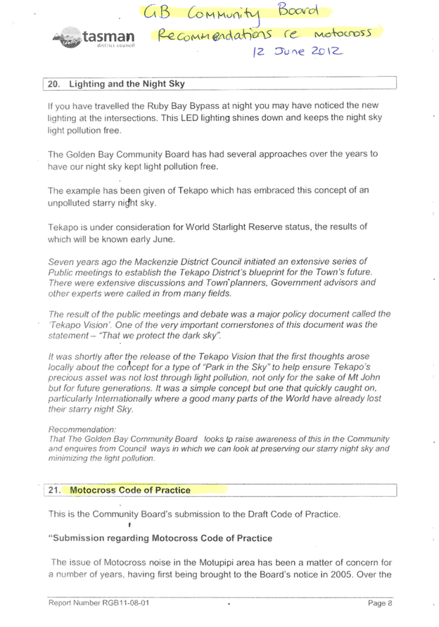 Agenda of Golden Bay Community Board - 11 00 2021