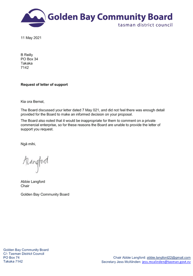 Agenda of Golden Bay Community Board - 8 00 2021